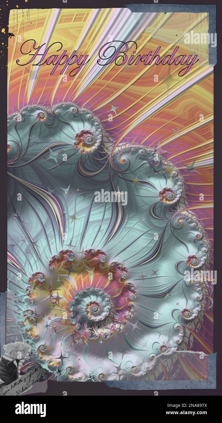 Colorful birthday greeting card with abstract background and lettering ...