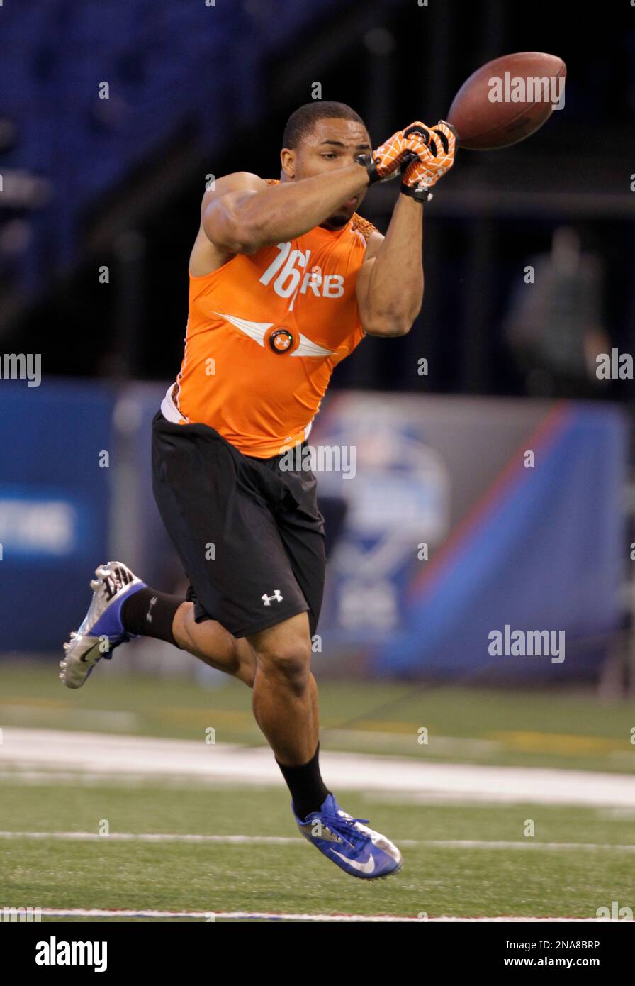 Boise State running back Doug Martin runs a drill at the NFL football ...