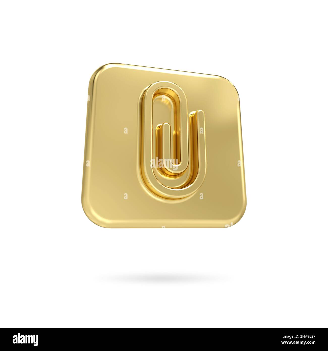 Gold metal paperclip icon. 3d gold paperclip attachment isolated on ...
