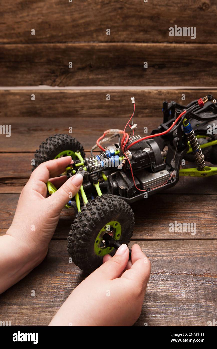 Rc car model toy repair Stock Photo - Alamy