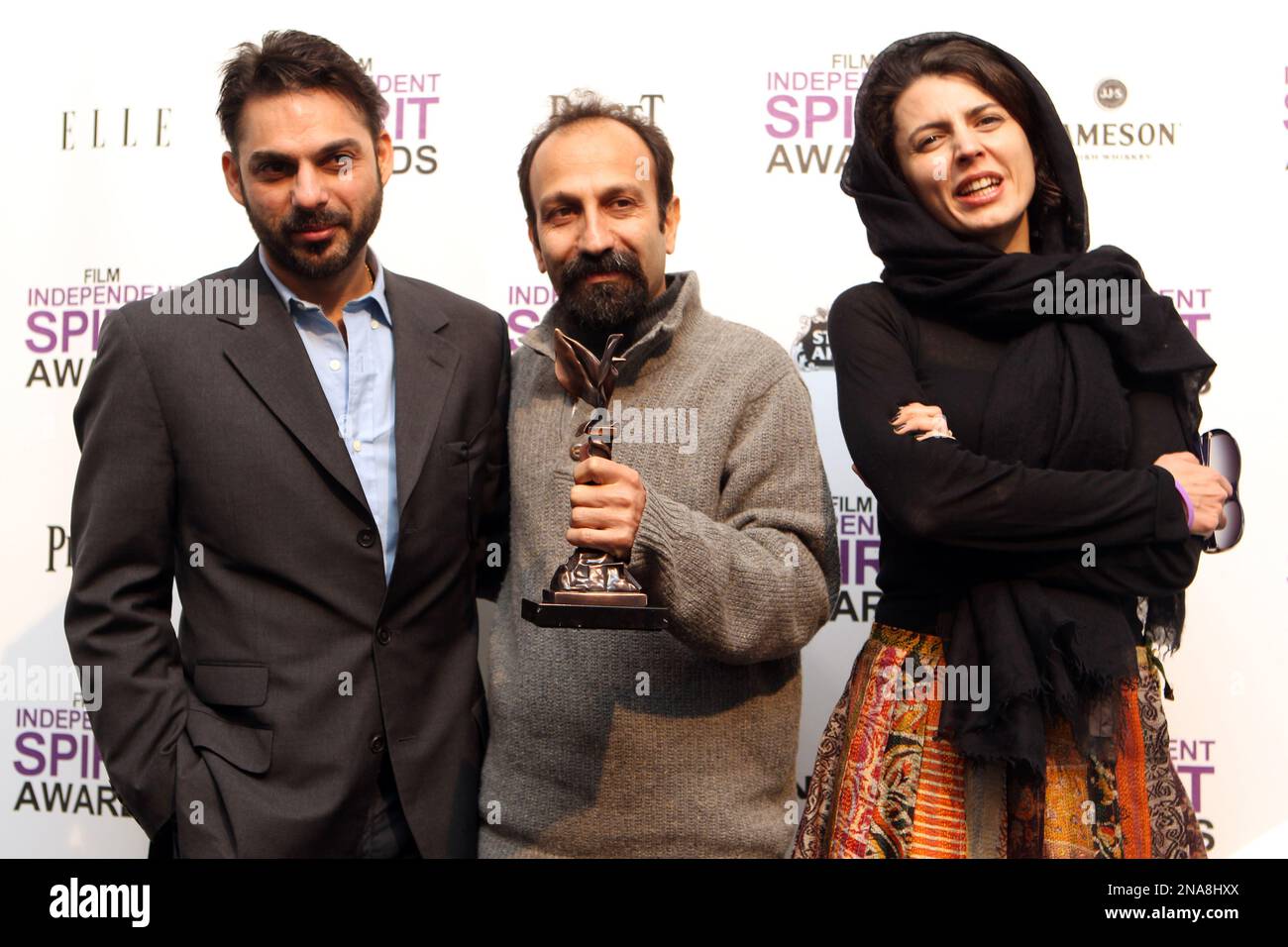 From L-R, Peyman Maadi, Director Asghar Farhadi and Leila Hatami pose ...