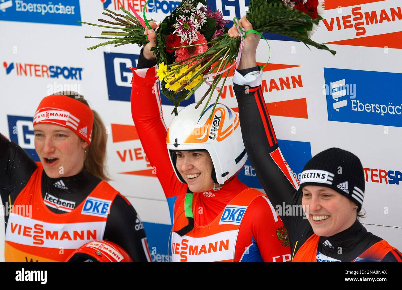 From the left: Germany's Tatjana Hufner, Russia's Tatyana Ivanova and ...