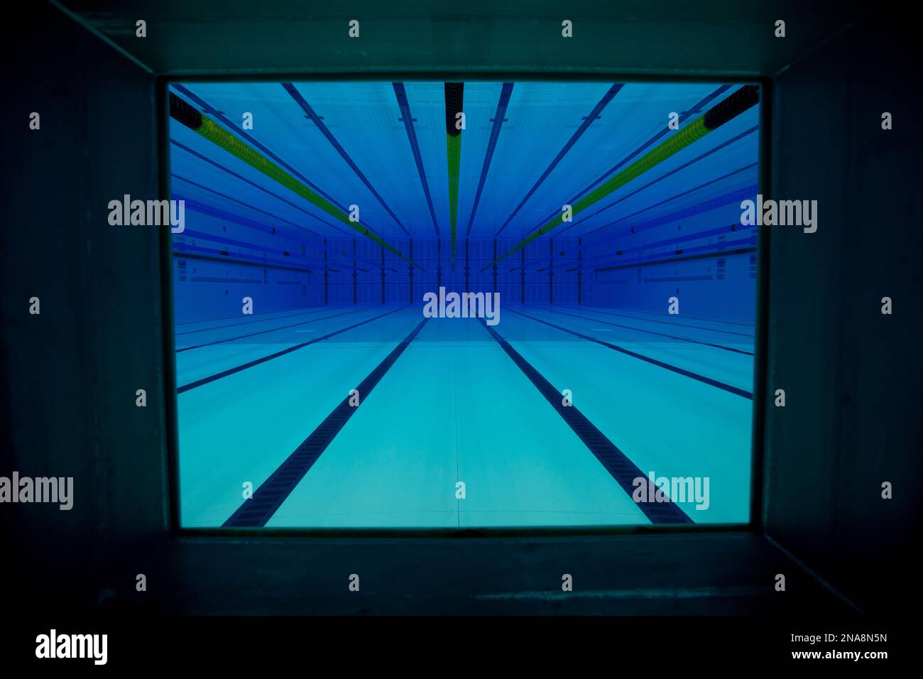 A general view shows the main swimming pool seen through an underwater ...