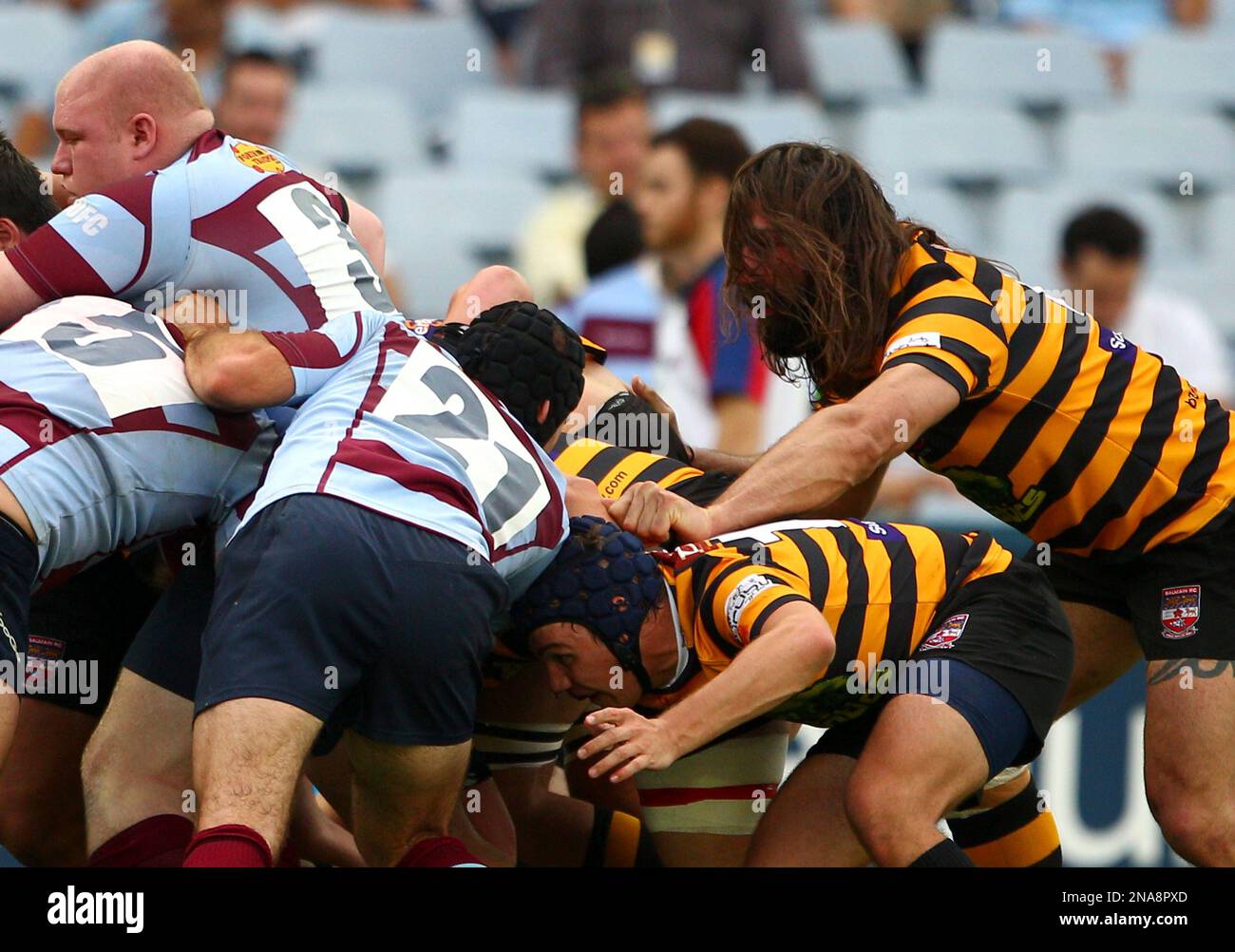 French rugby player Sebastien Chabal, right, plays at the back of the ...