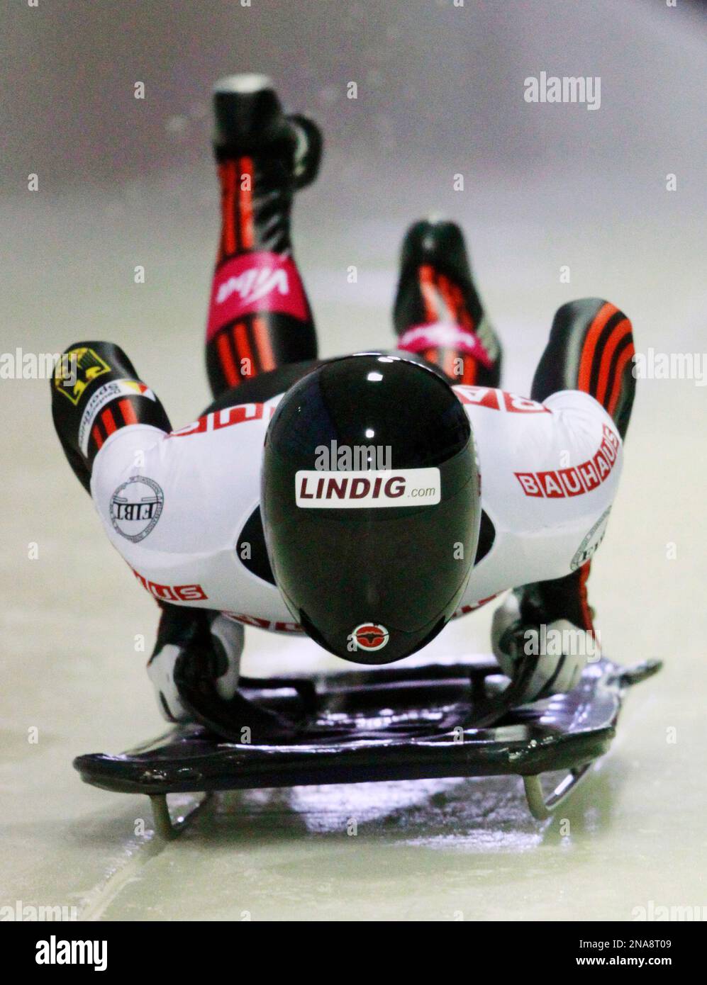 Germany's Frank Rommel starts his first heat in the men's Skeleton ...