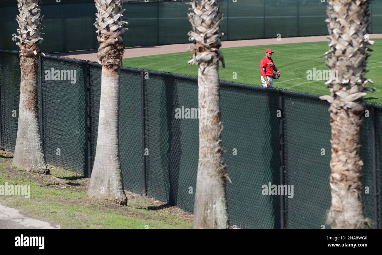 Philadelphia Phillies' Tyson Gillies during practice at baseball spring ...