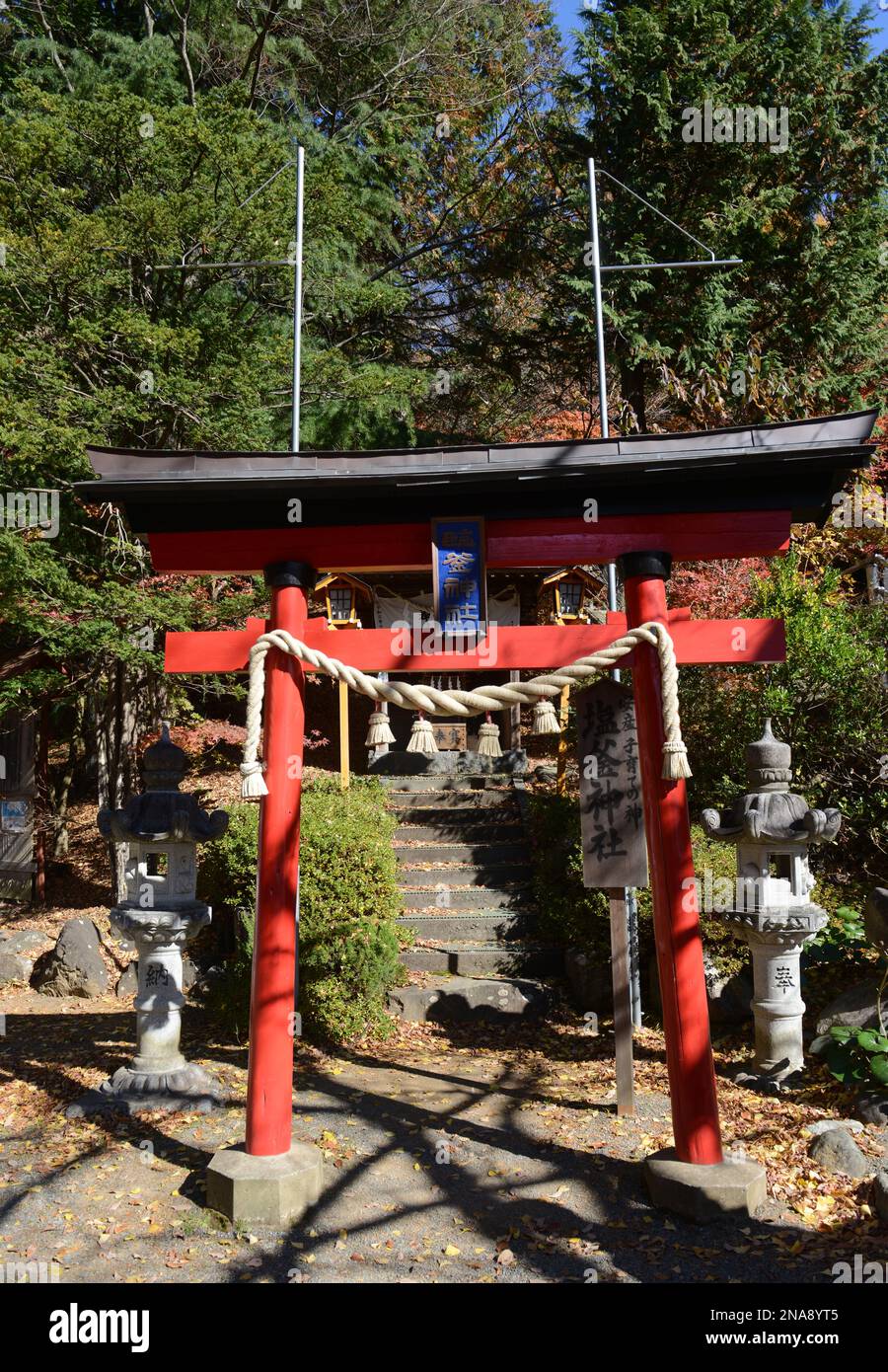 Shiogama shrine at the Arakurayama Sengen Park in Yamanashi prefecture ...