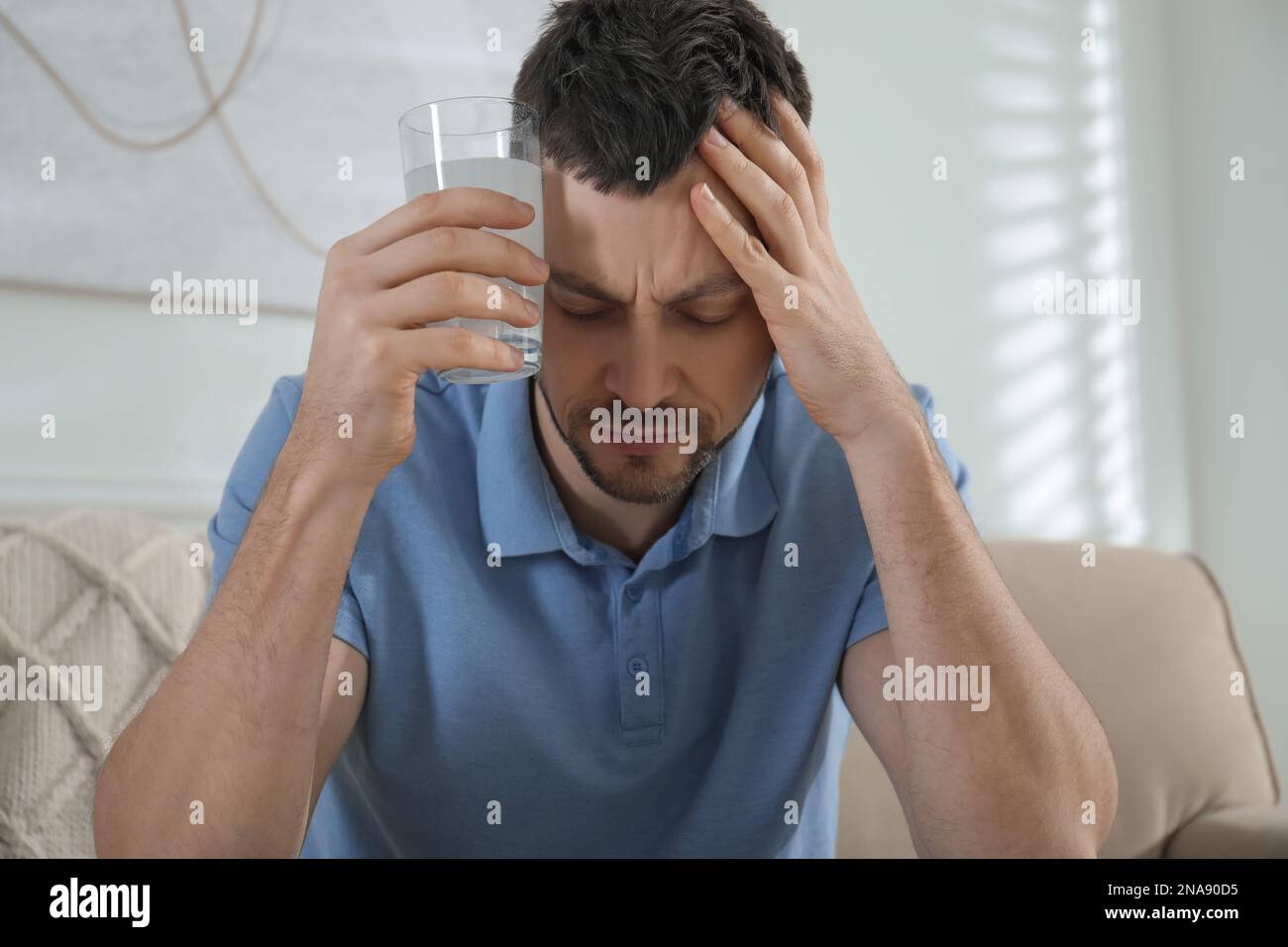 Sick man taking medicament hi-res stock photography and images - Alamy