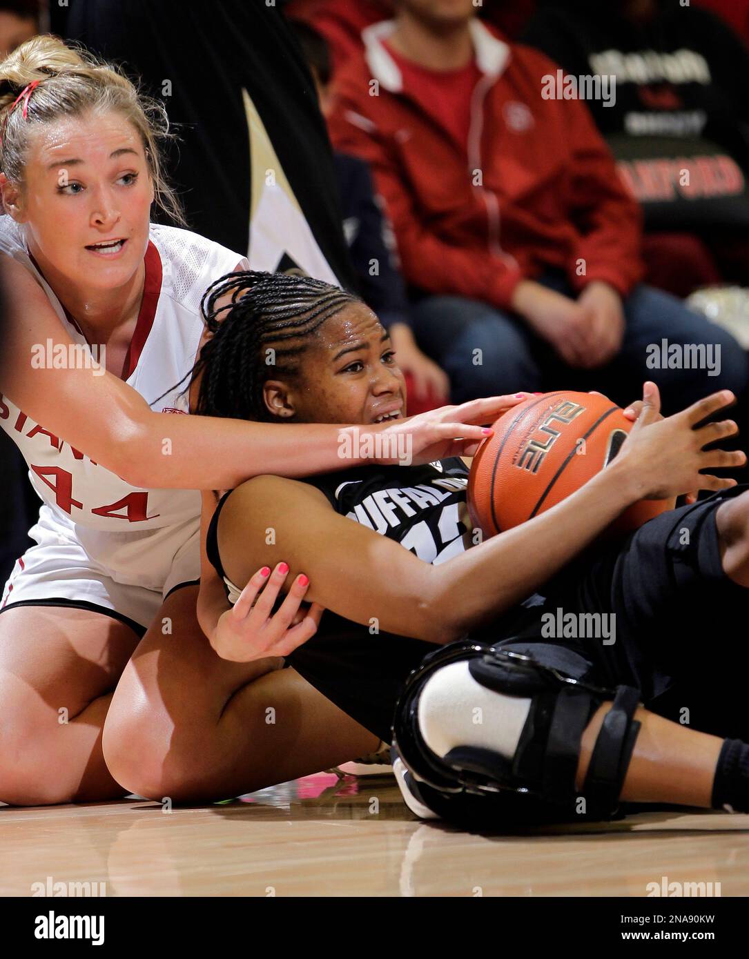 Stanford forward Joslyn Tinkle (44) and Colorado guard Ashley Wilson ...