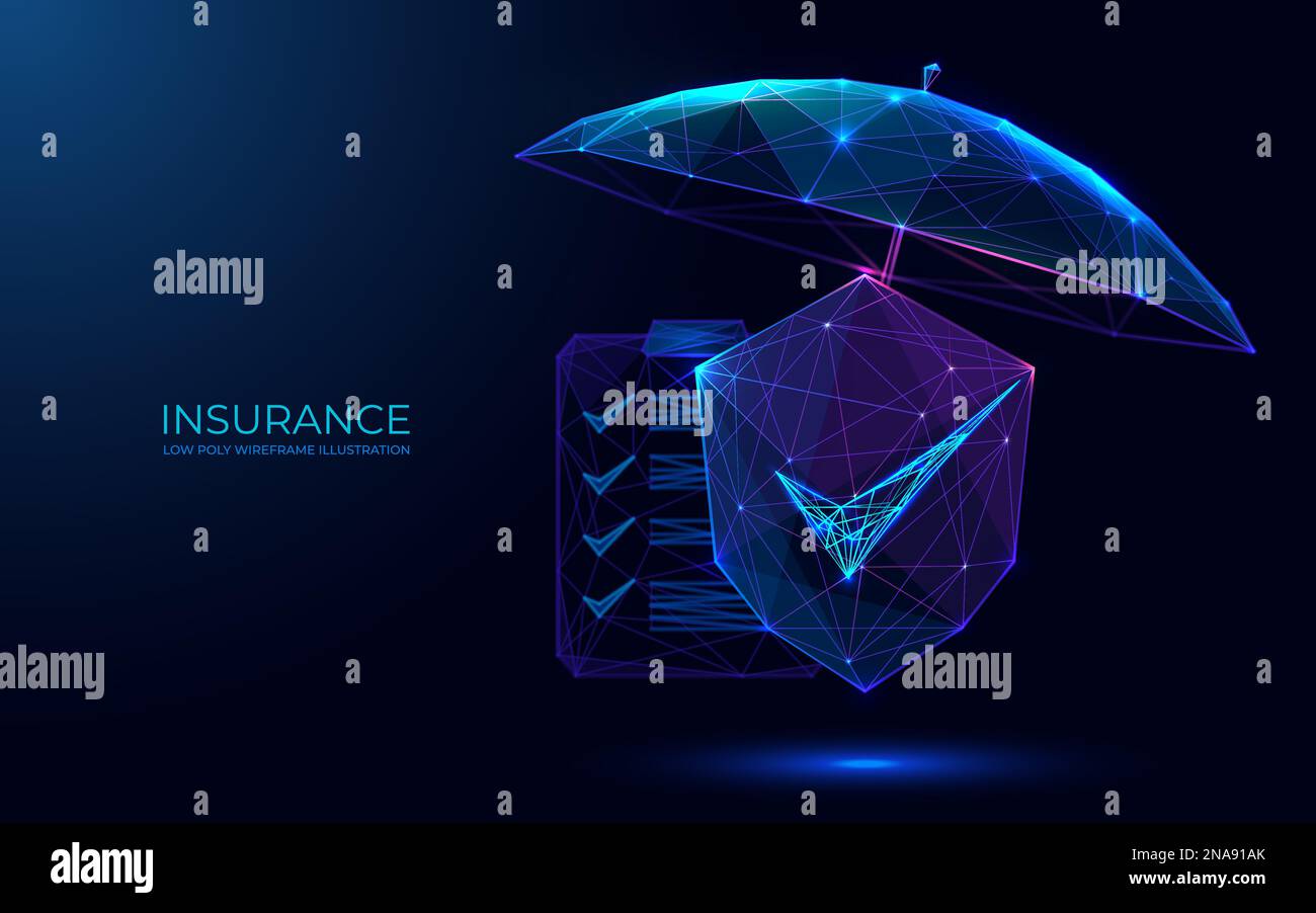 Digital Insurance Concept. Check Mark Shield and Checklist are under ...
