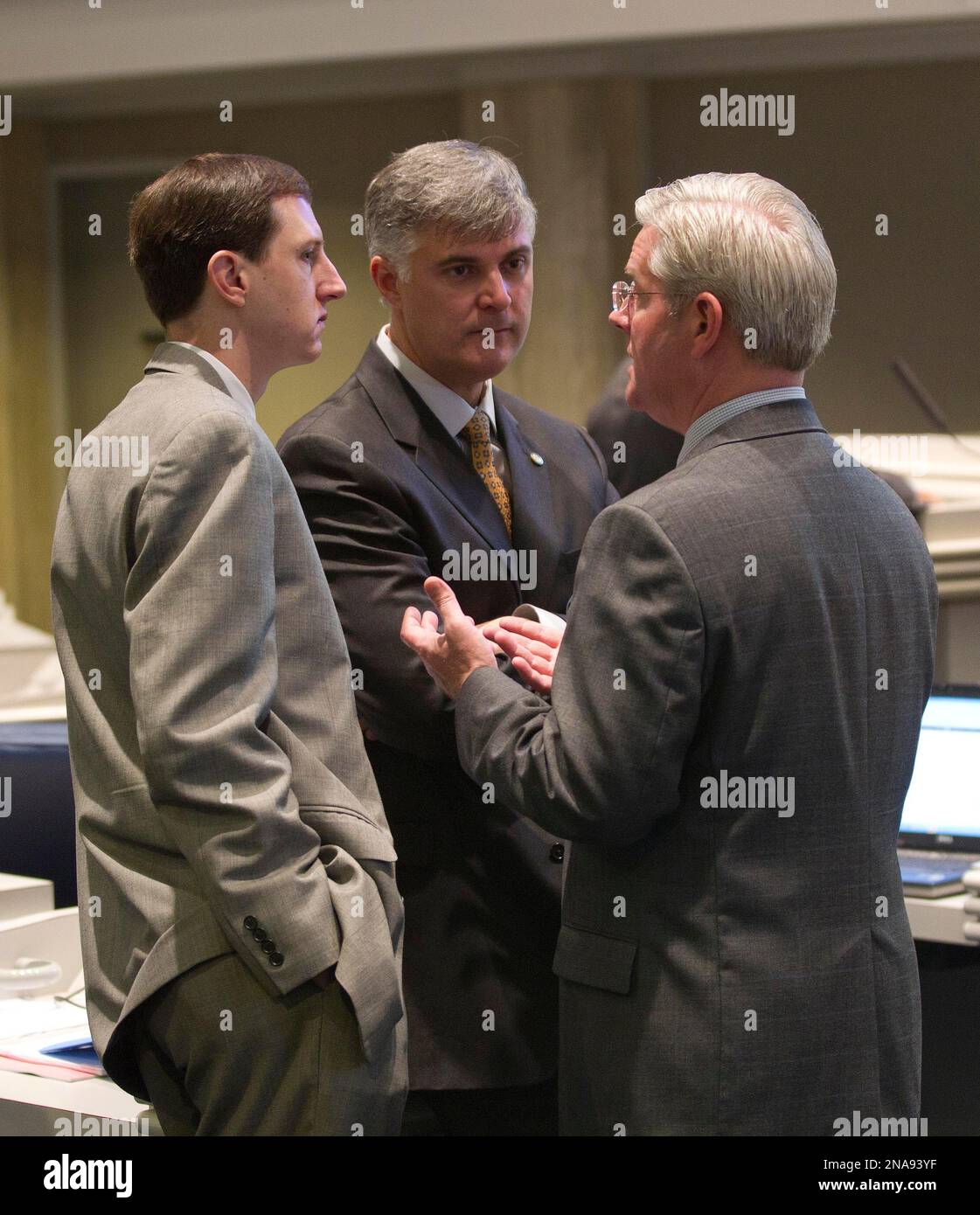 Sen. Clay Scofield, R-Arab, left, talks with Sen. Greg Reed, R-Jasper ...