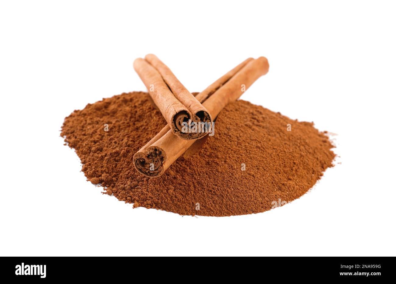 Aromatic cinnamon sticks and powder on white background Stock Photo - Alamy