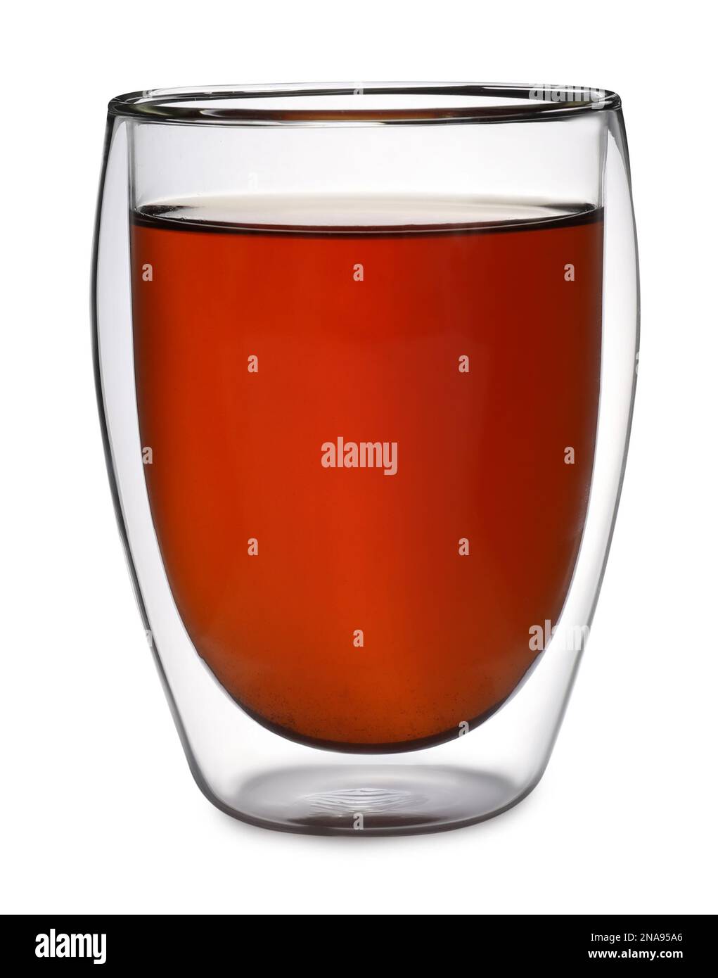Double wall glass with tea isolated on white Stock Photo - Alamy