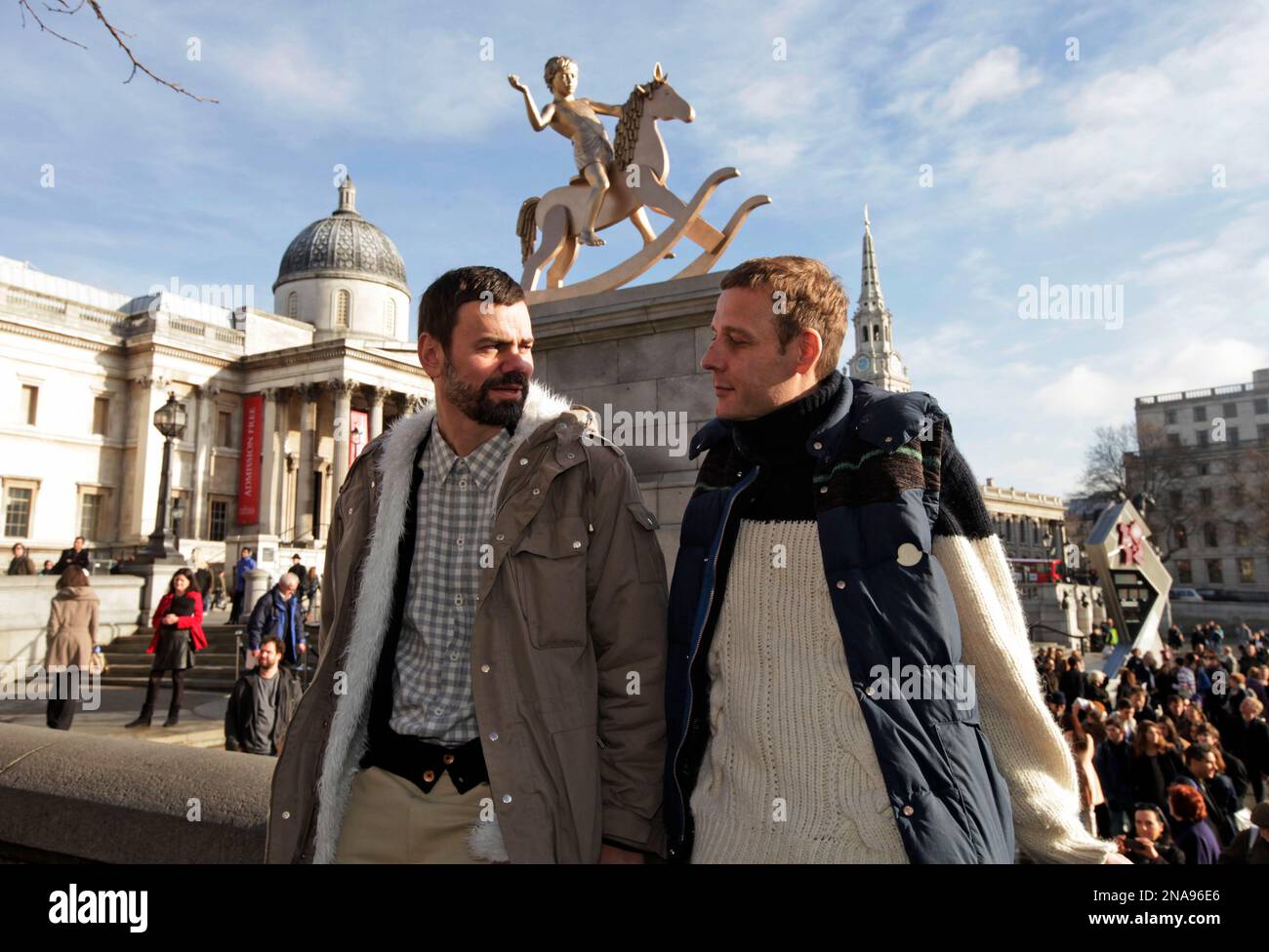 Artists Michael Elmgreen, right, of Denmark, and Ingar Dragset, left ...
