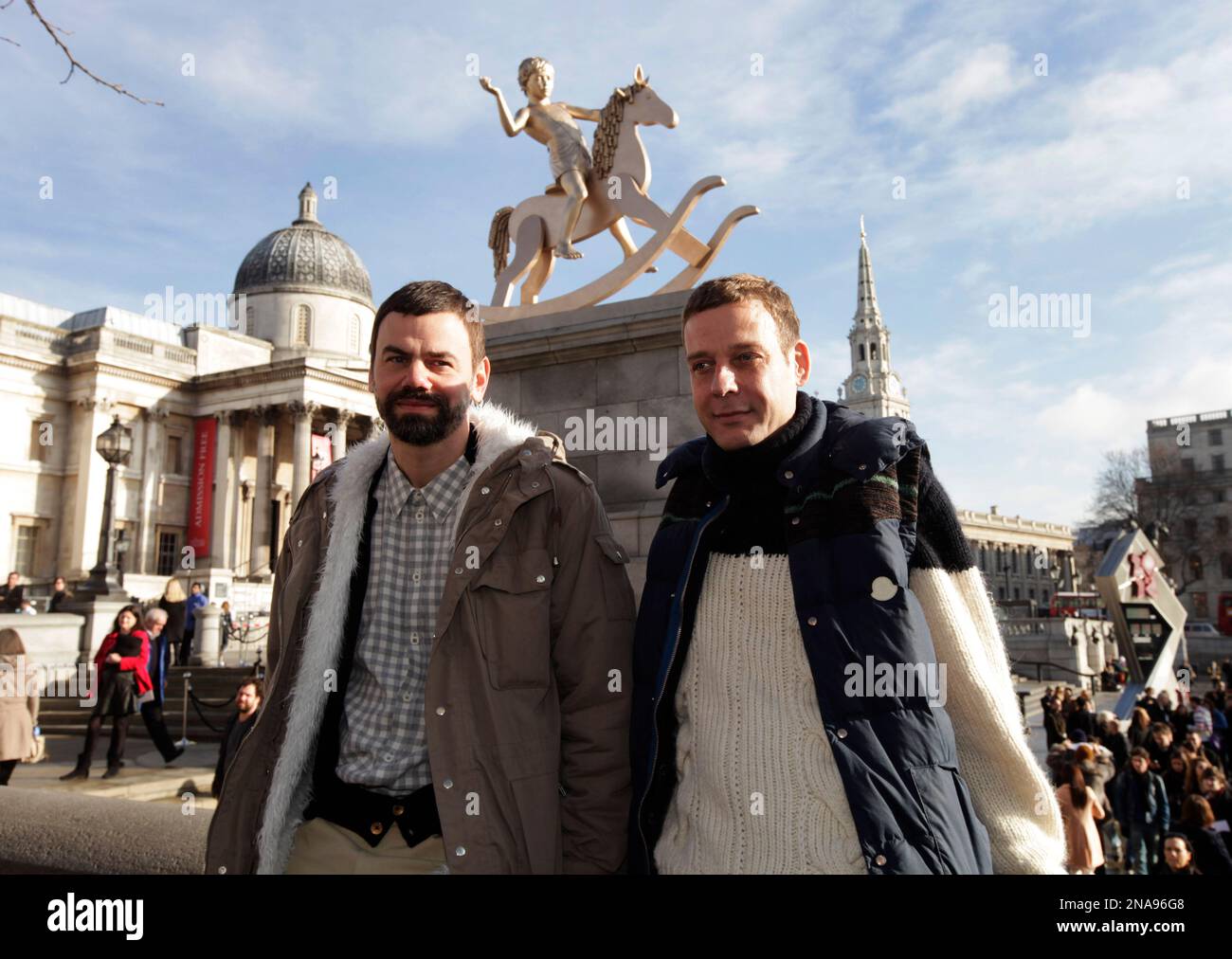 Artists Michael Elmgreen, right, of Denmark, and Ingar Dragset, left ...