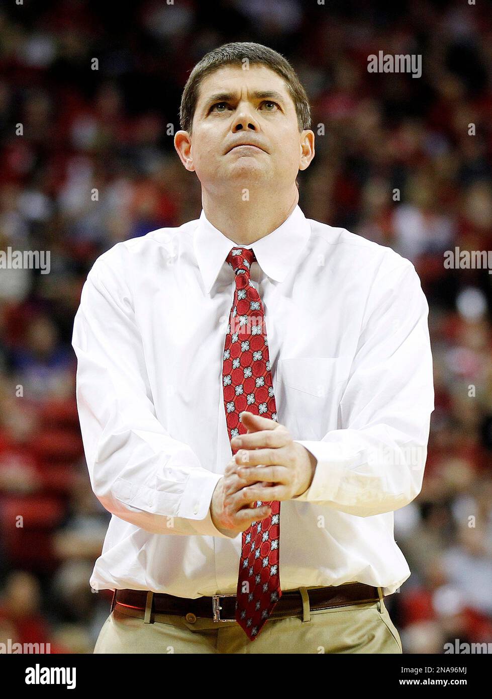 UNLV head coach Dave Rice reacts to a call during the second half of an ...