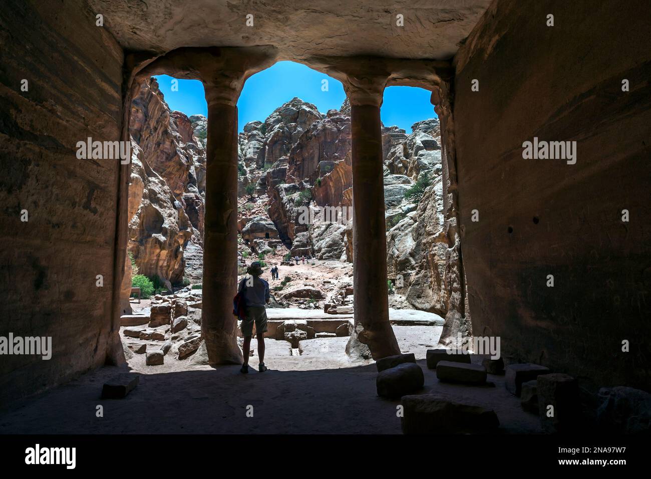 A tourist looks out from the Garden Hall which is located on the Wadi ...
