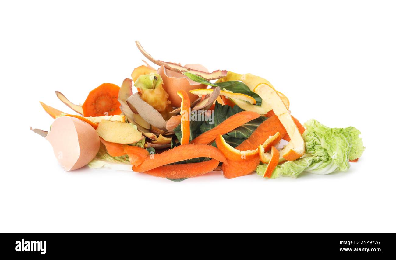 Pile of organic waste for composting on white background Stock Photo ...