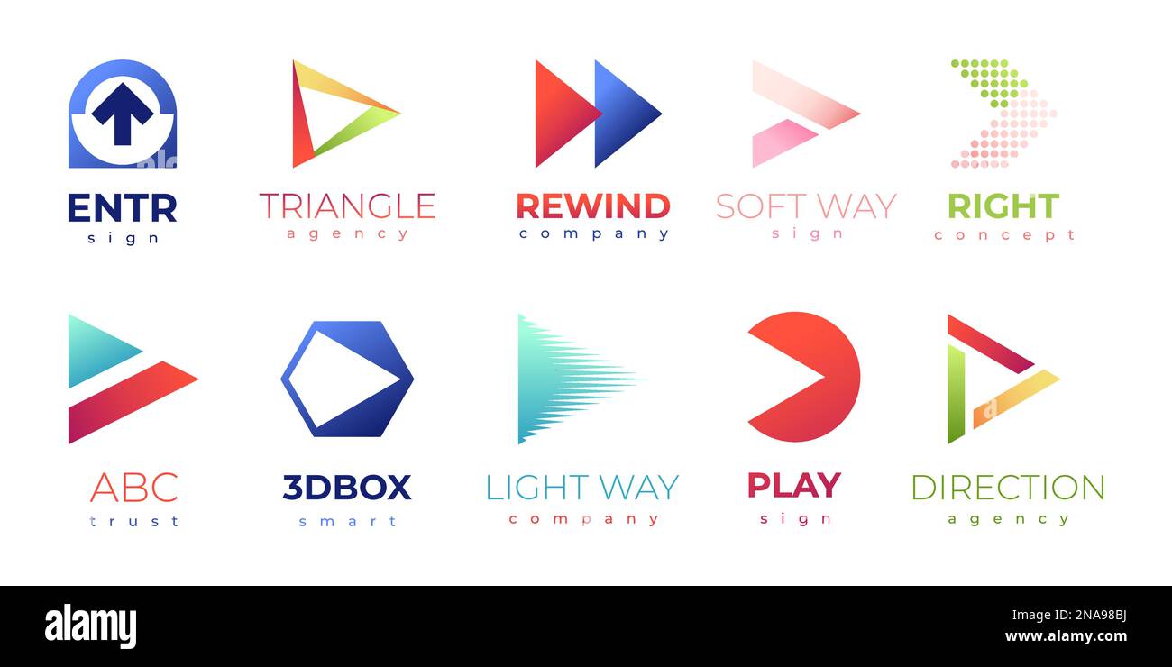 Forward logo sign. Abstract gradient arrows with text for logotype ...