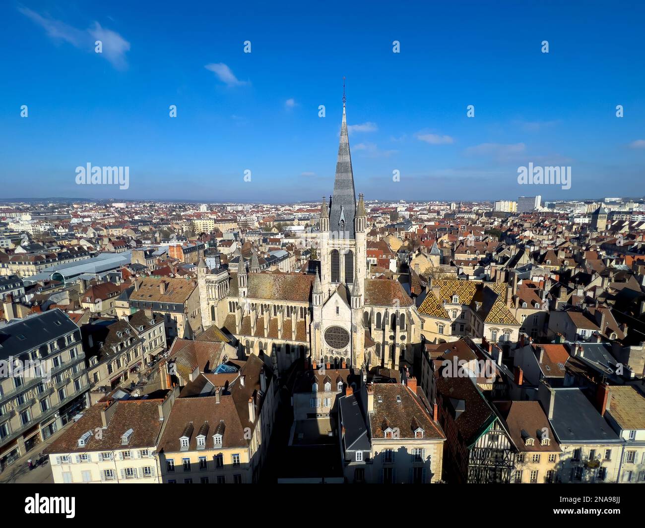 Famous view of Notre-Dame-de-Dijon with city on background, Dijon ...