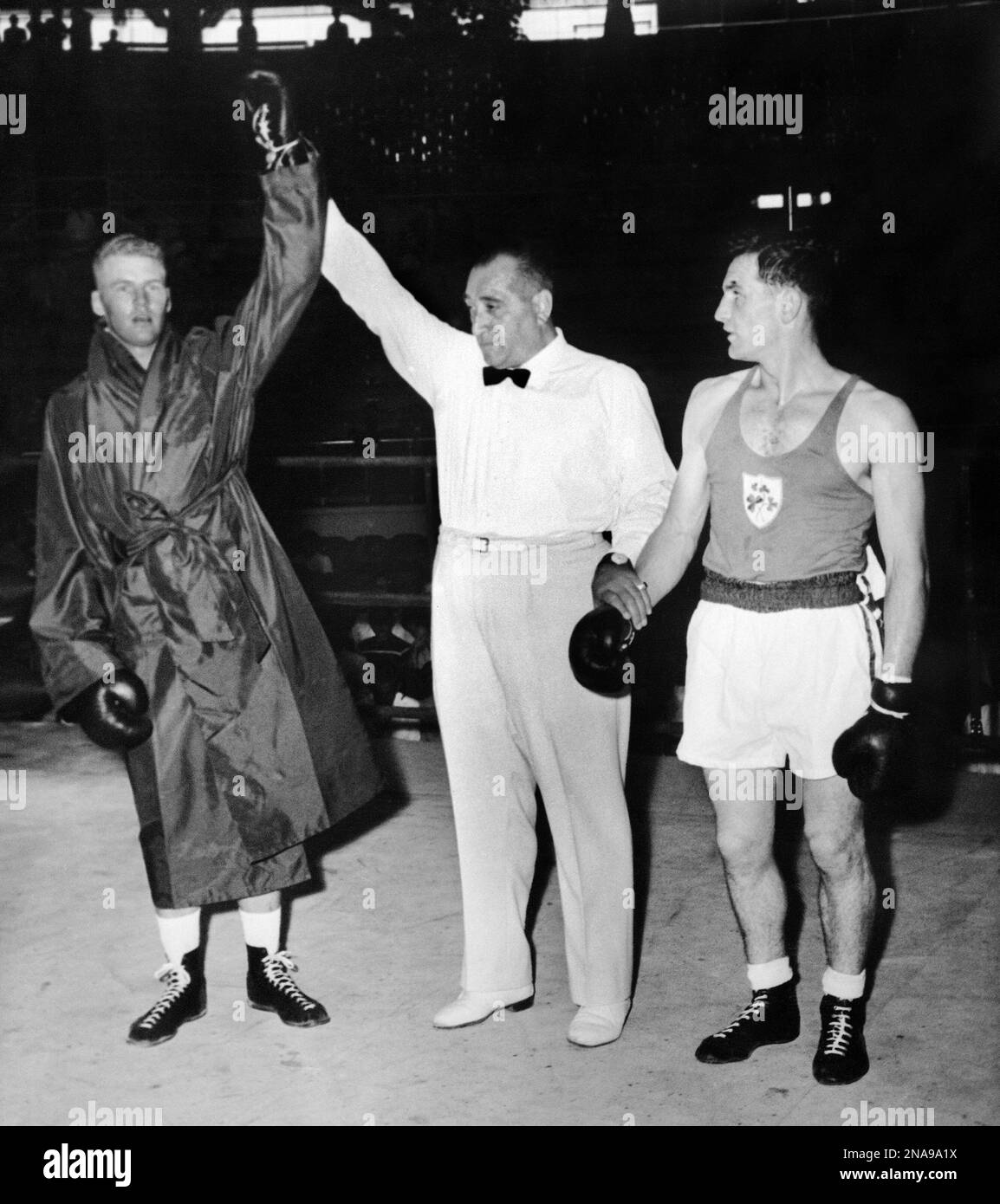 The referee declares Frik van Rooyen of South Africa the winner, after ...