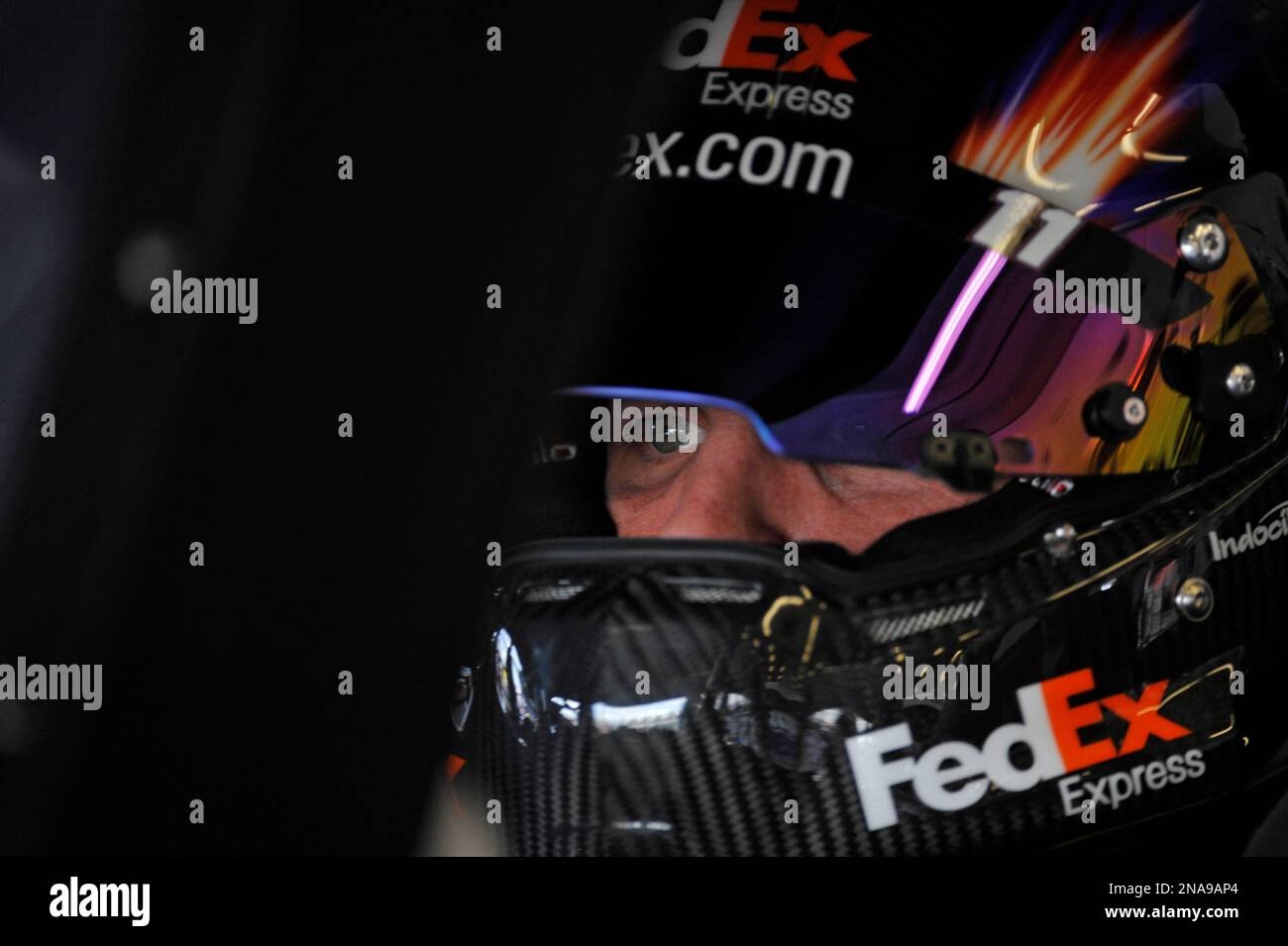 Denny Hamlin sits in his car before practice for Sunday's Daytona 500 ...