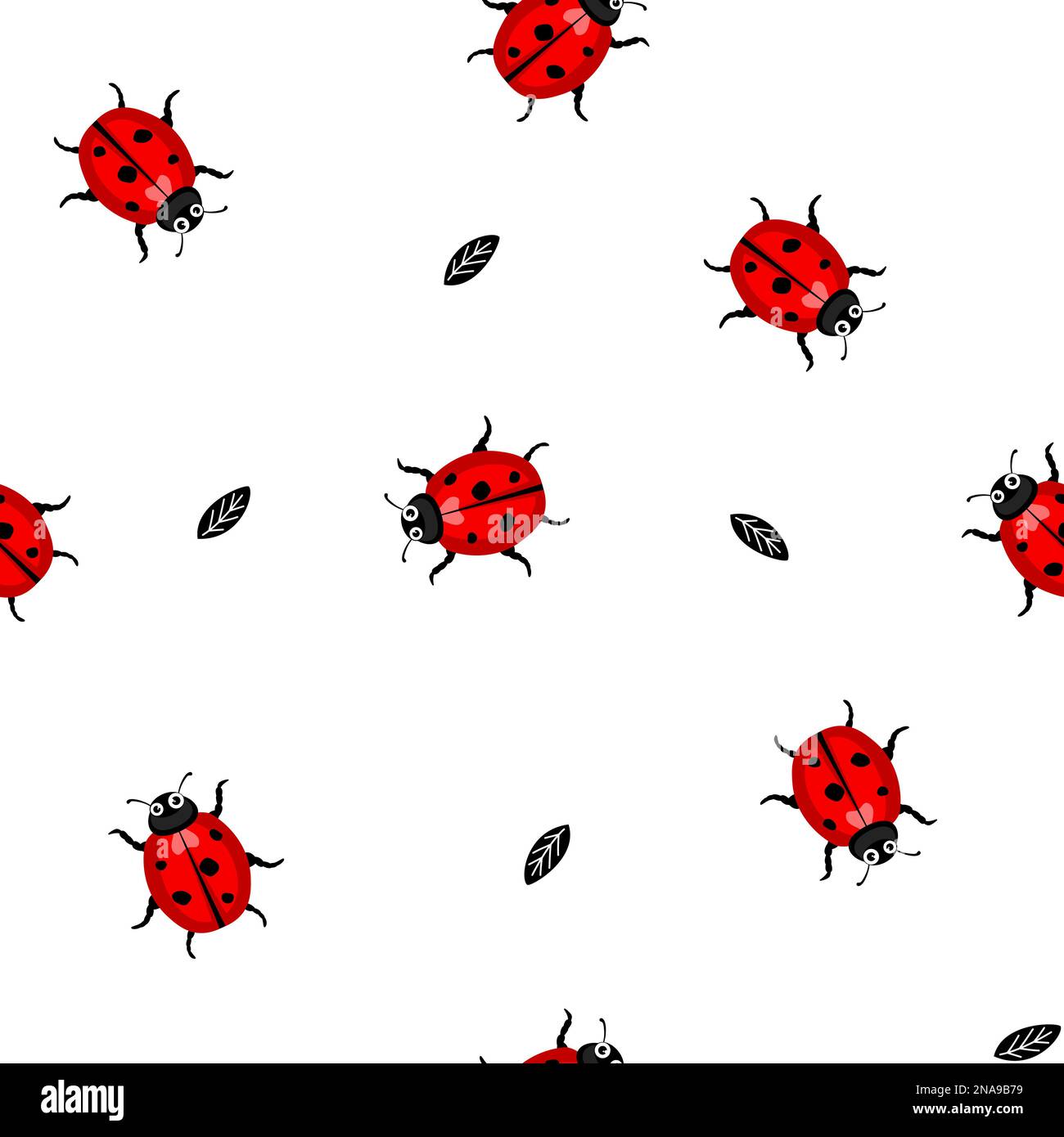 Ladybugs spring seamless vector pattern. Red beetles with leaves Stock Vector Image & Art - Alamy