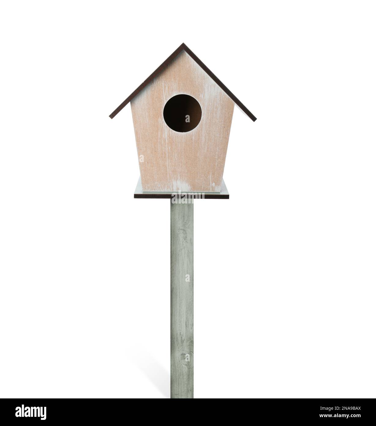 Beautiful wooden bird box isolated on white Stock Photo - Alamy