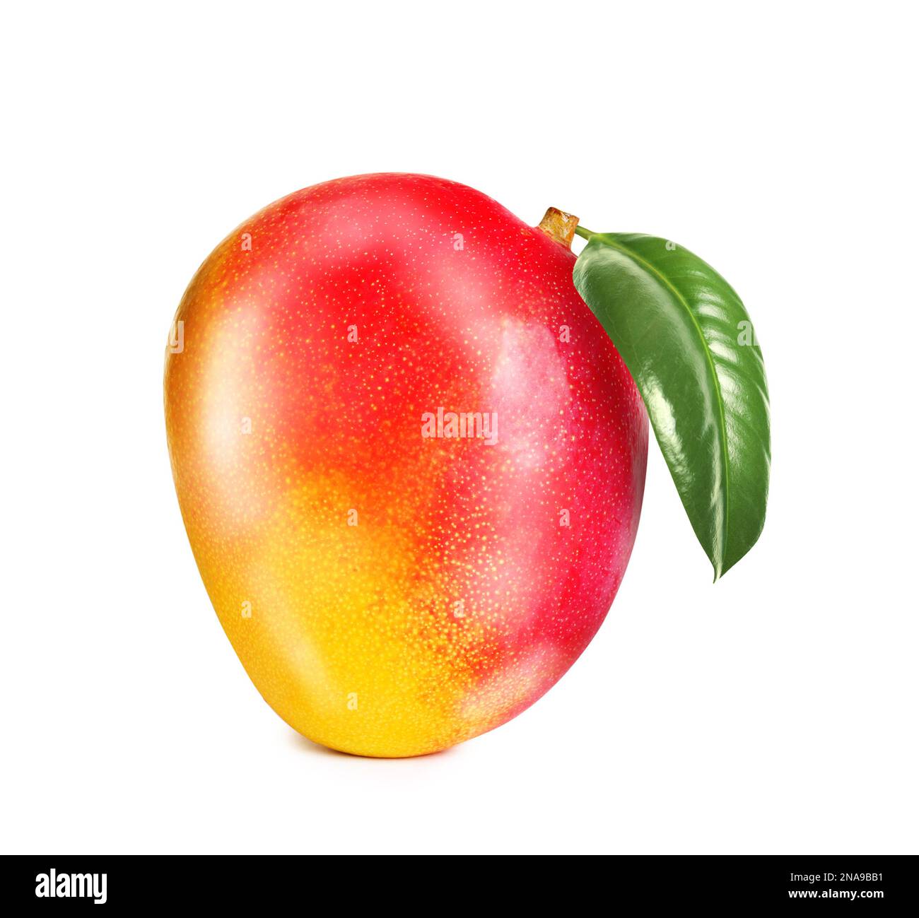 Delicious ripe mango with green leaf isolated on white Stock Photo - Alamy