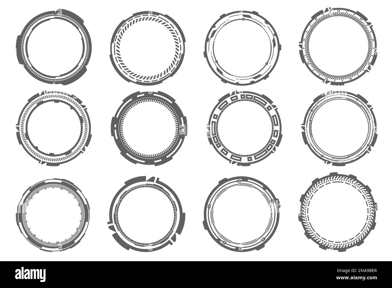 HUD futuristic elements. Abstract optical aim. Circle geometric shapes ...