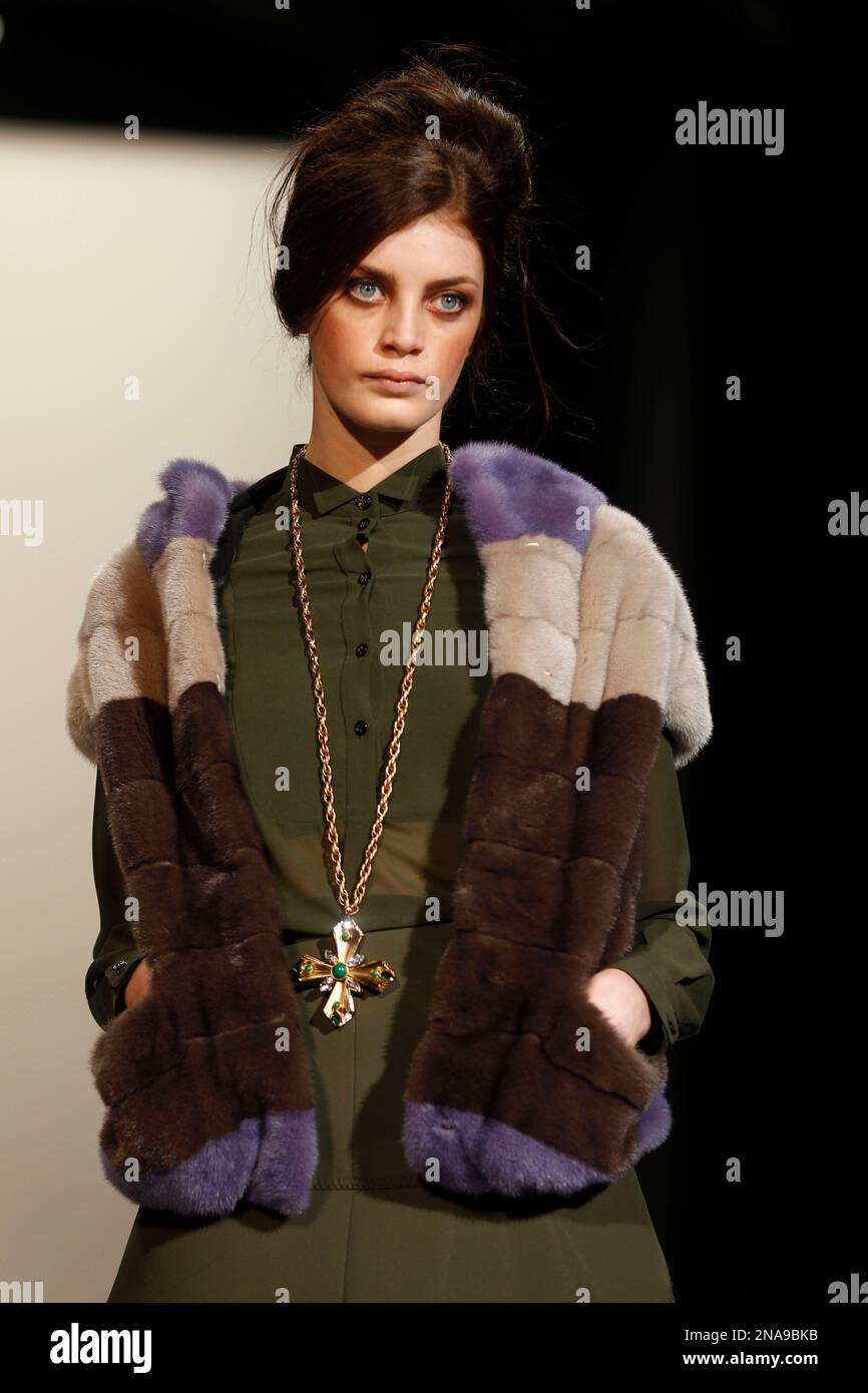 A model wears a creation of Simonetta Ravizza, part of the women's Fall ...