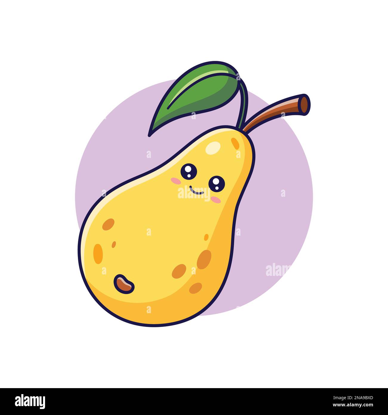 Cute Kawaii Pear character. Vector hand drawn cartoon icon illustration ...