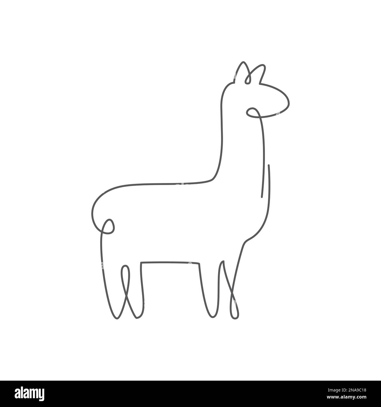 Llama One line drawing on white background Stock Vector Image & Art - Alamy