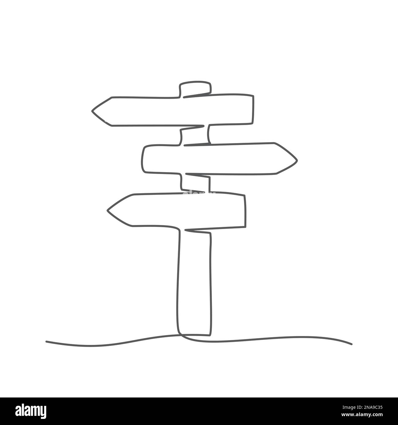 Road sign One line drawing on white background Stock Vector Image & Art ...