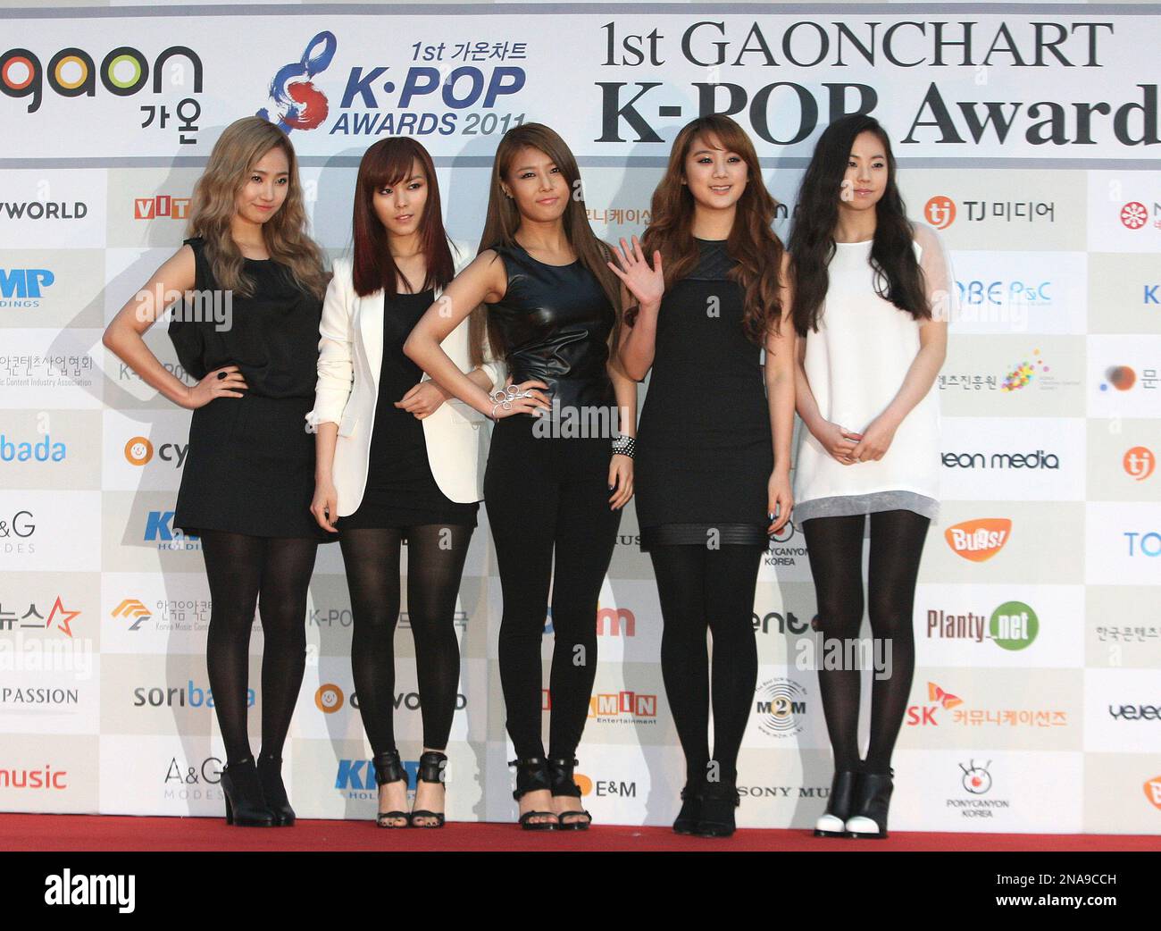 South Korean girl group Wonder Girls pose before the Gaon Chart K-Pop ...