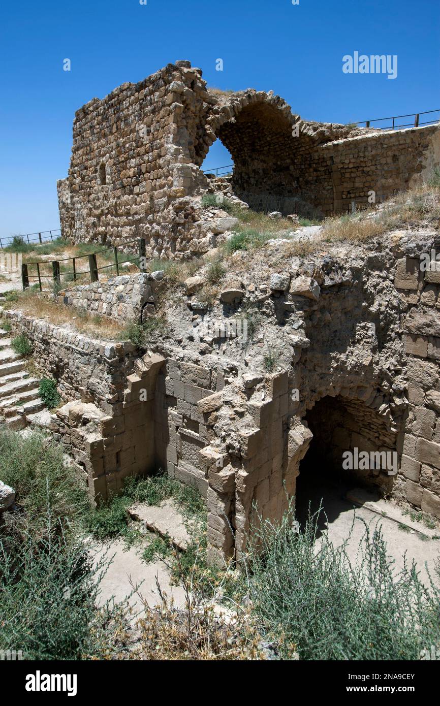 A section of ruins at the 12th century Kerak Castle which sits on a ...