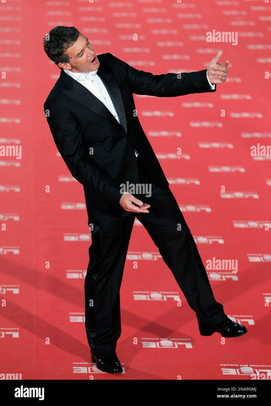Spanish actor Antonio Banders poses on arrival for the "Goya" Film ...