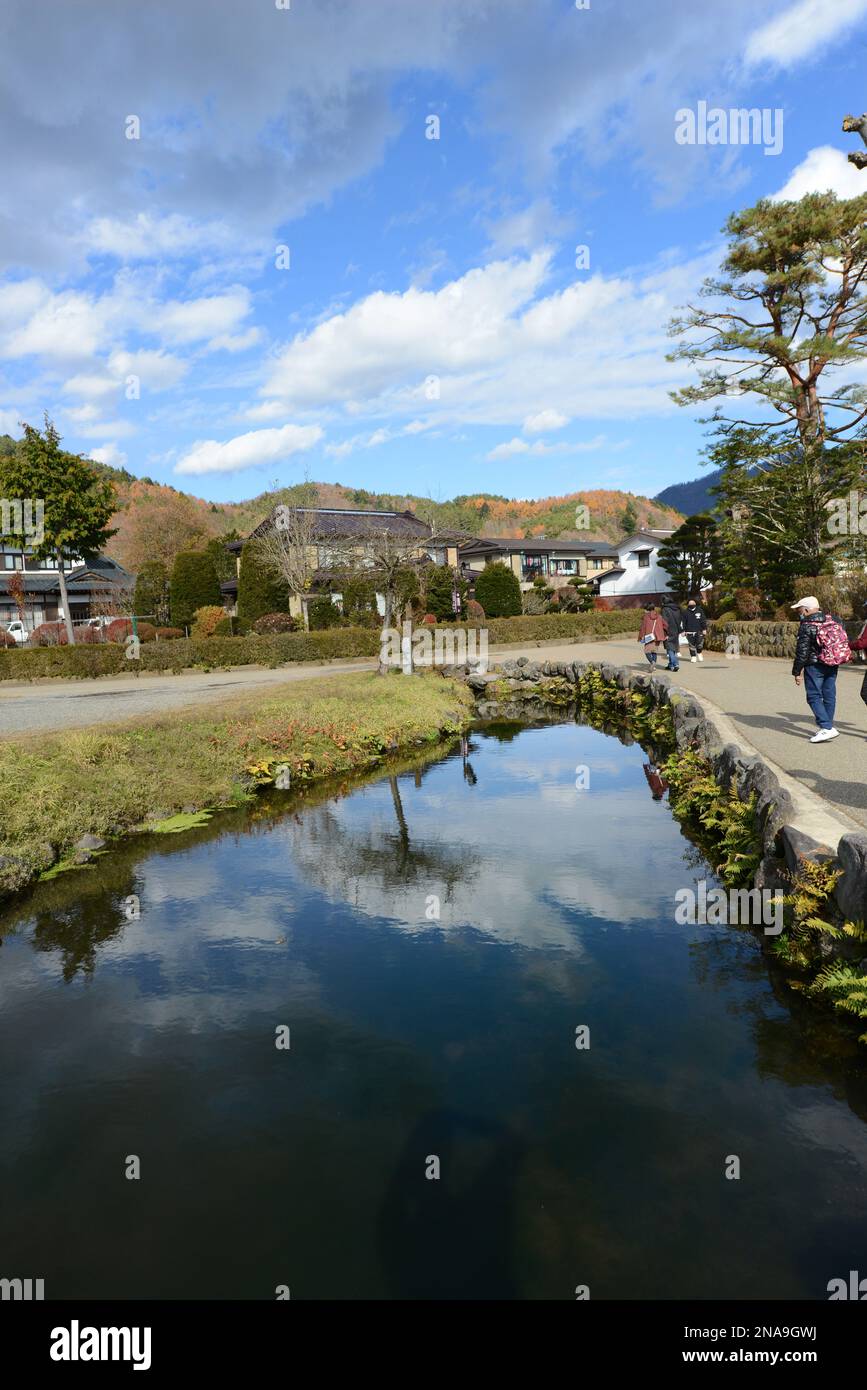 Kagami-ike Pond, Oshino Hakka village, Yamanashi prefecture, Japan ...