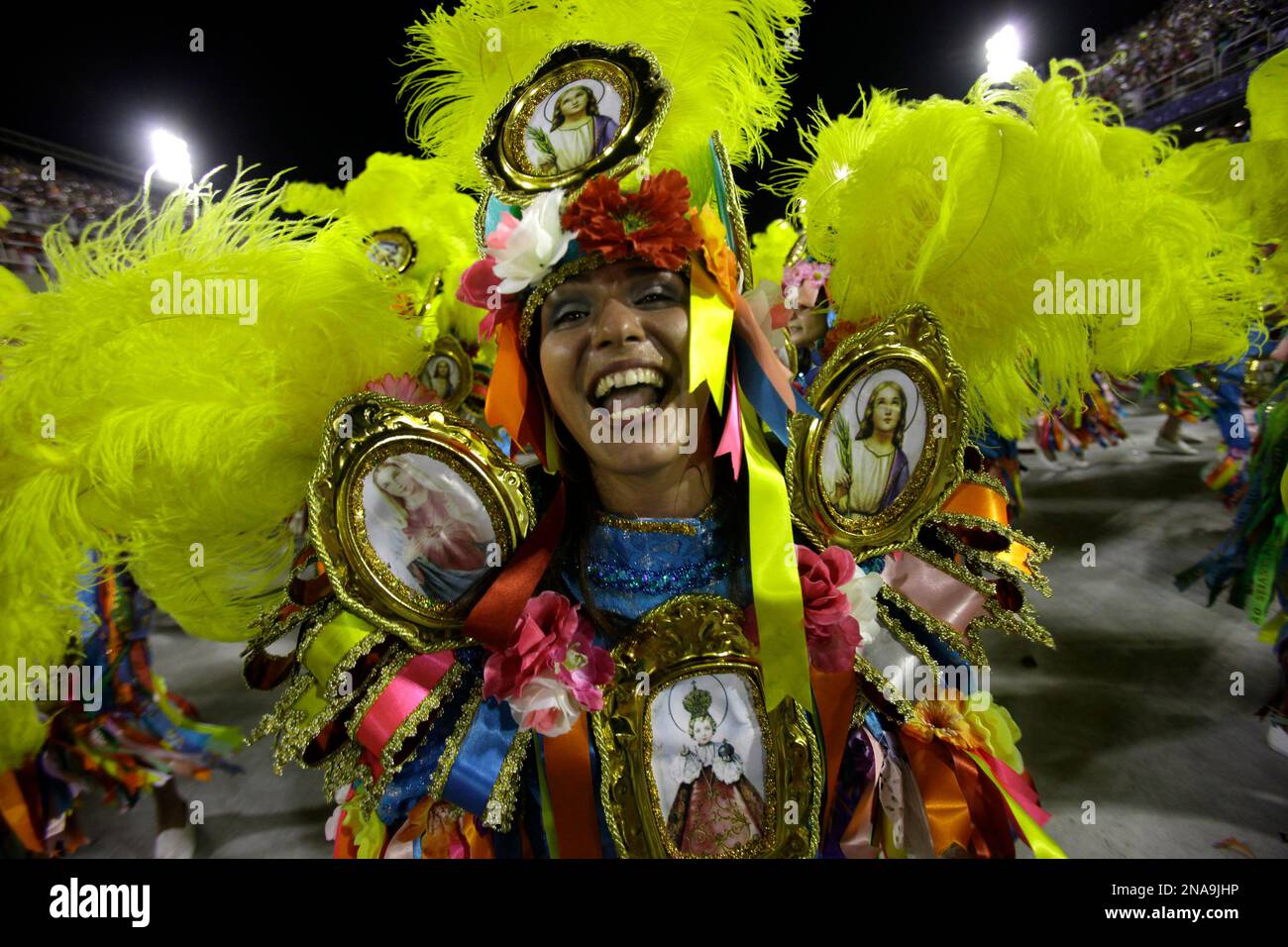 Performers from the Salgueiro samba school parade during carnival ...