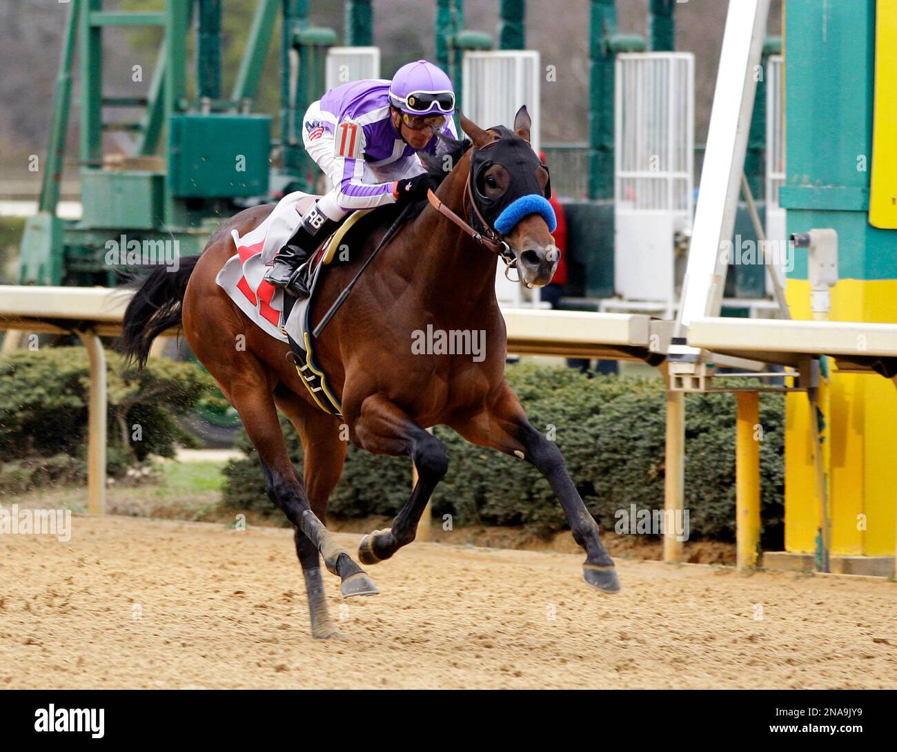 Castaway and jockey Rafael Bejarano (11) cross the finish line to win ...