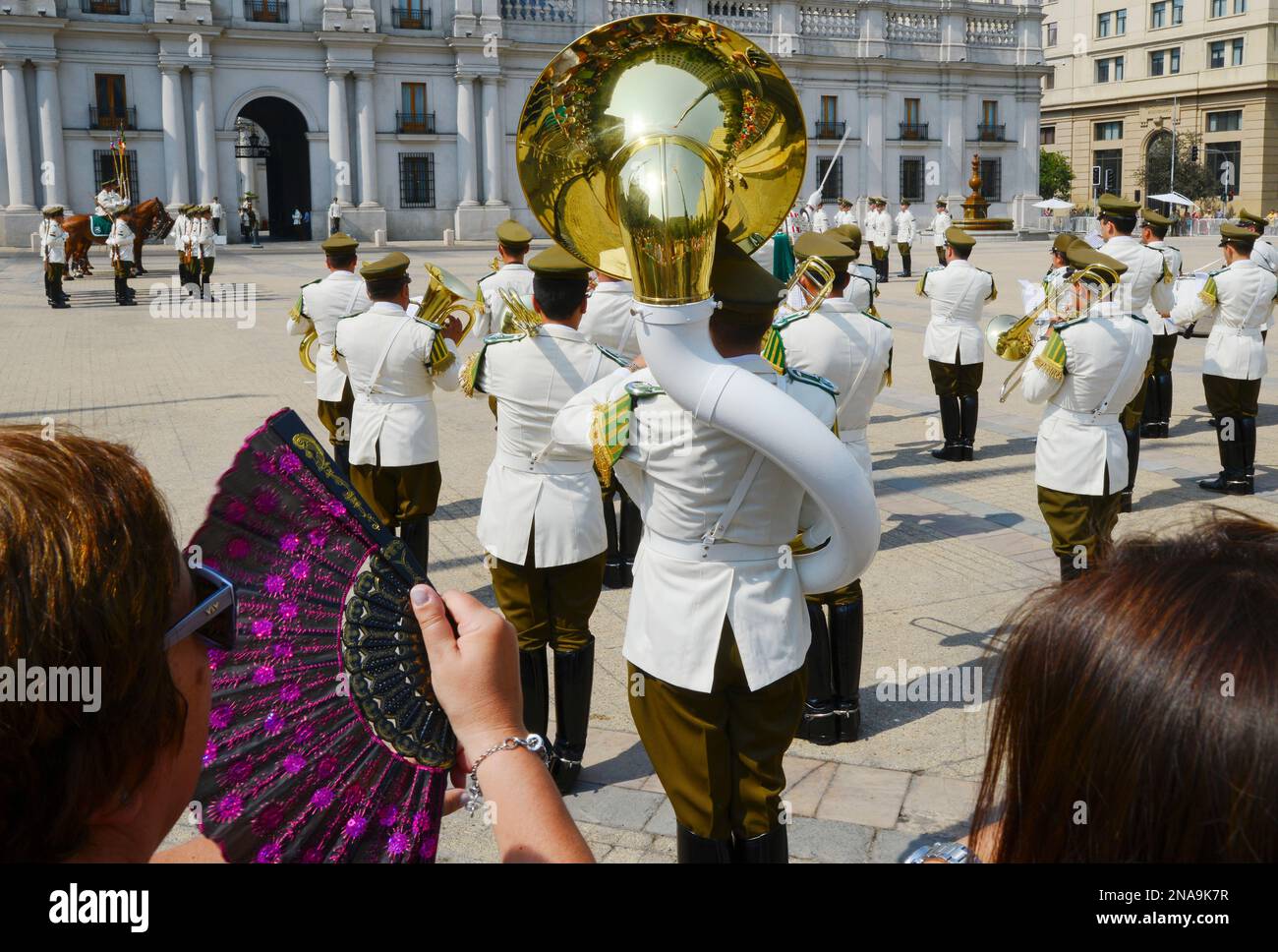 Military band in uniform playing a weekly Saturday concert in Plaza de ...