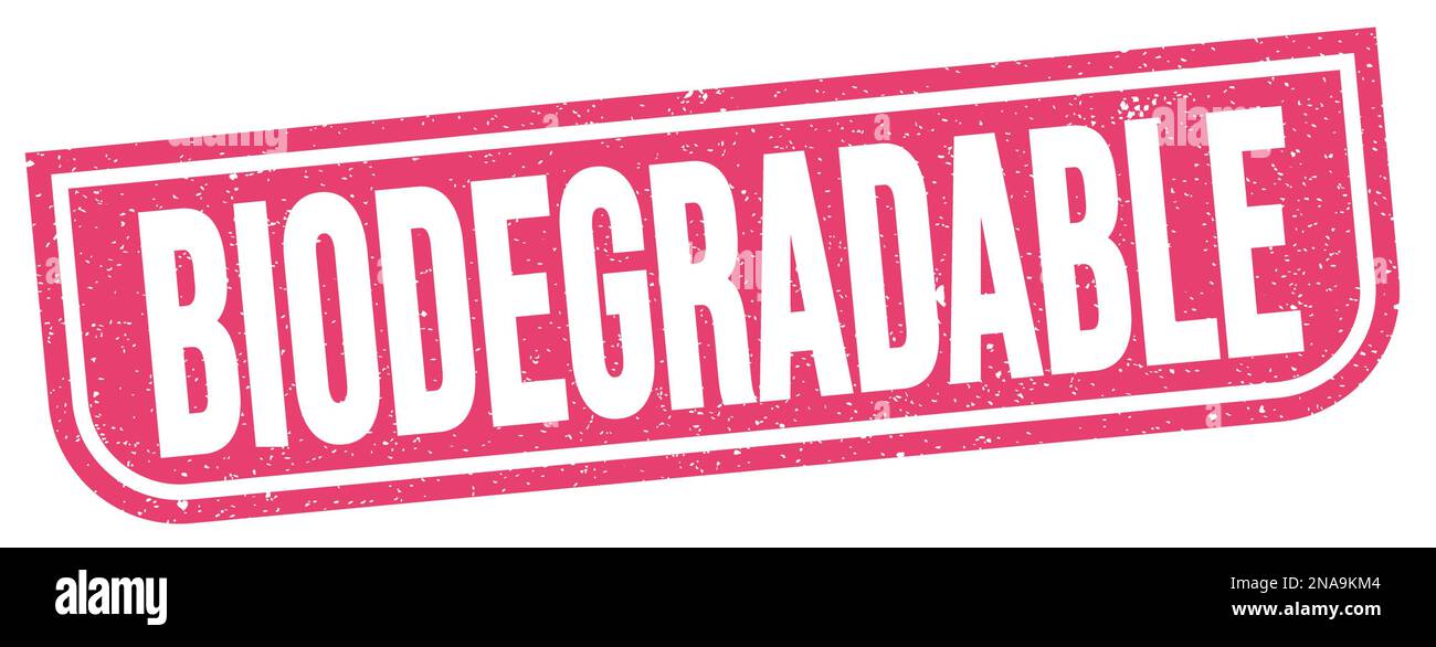 BIODEGRADABLE text written on pink grungy stamp sign Stock Photo - Alamy
