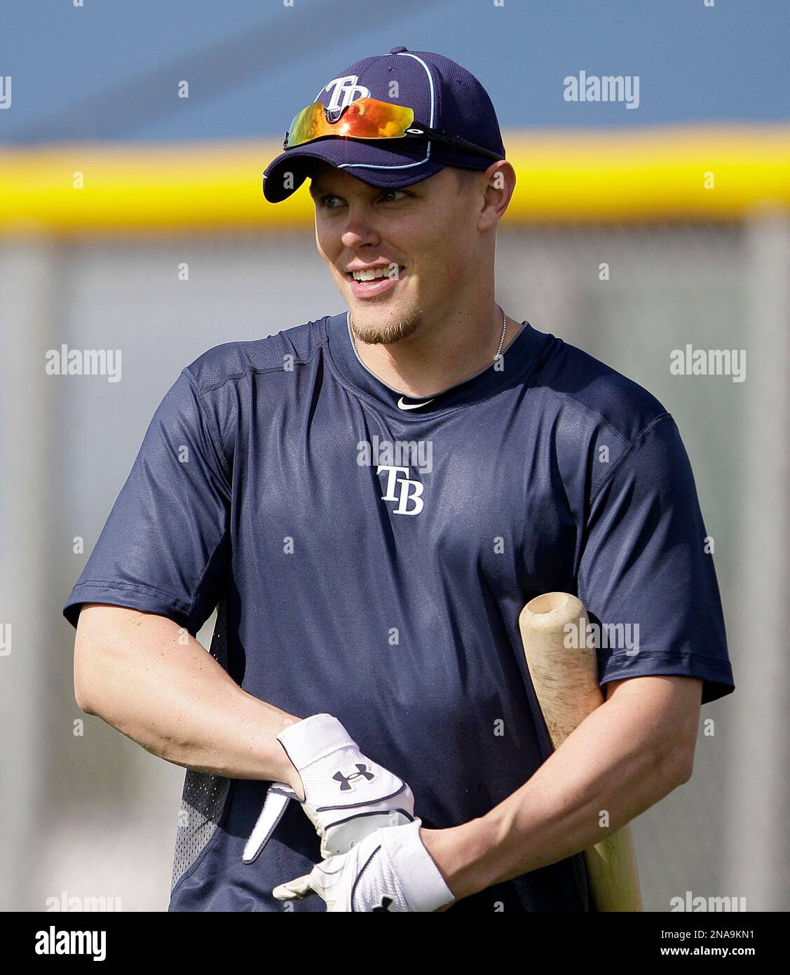 Tampa Bay Rays right fielder Brandon Guyer worksout as pitchers and ...