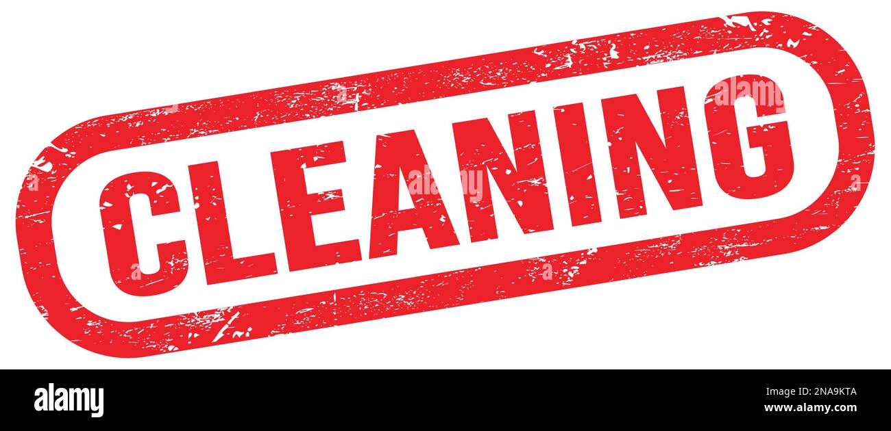 CLEANING, text on red rectangle stamp sign Stock Photo - Alamy