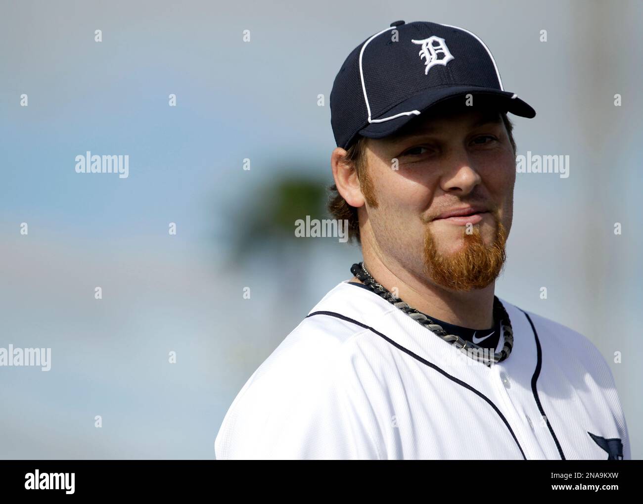Detroit Tigers pitcher Phil Coke smiles during the team's first ...