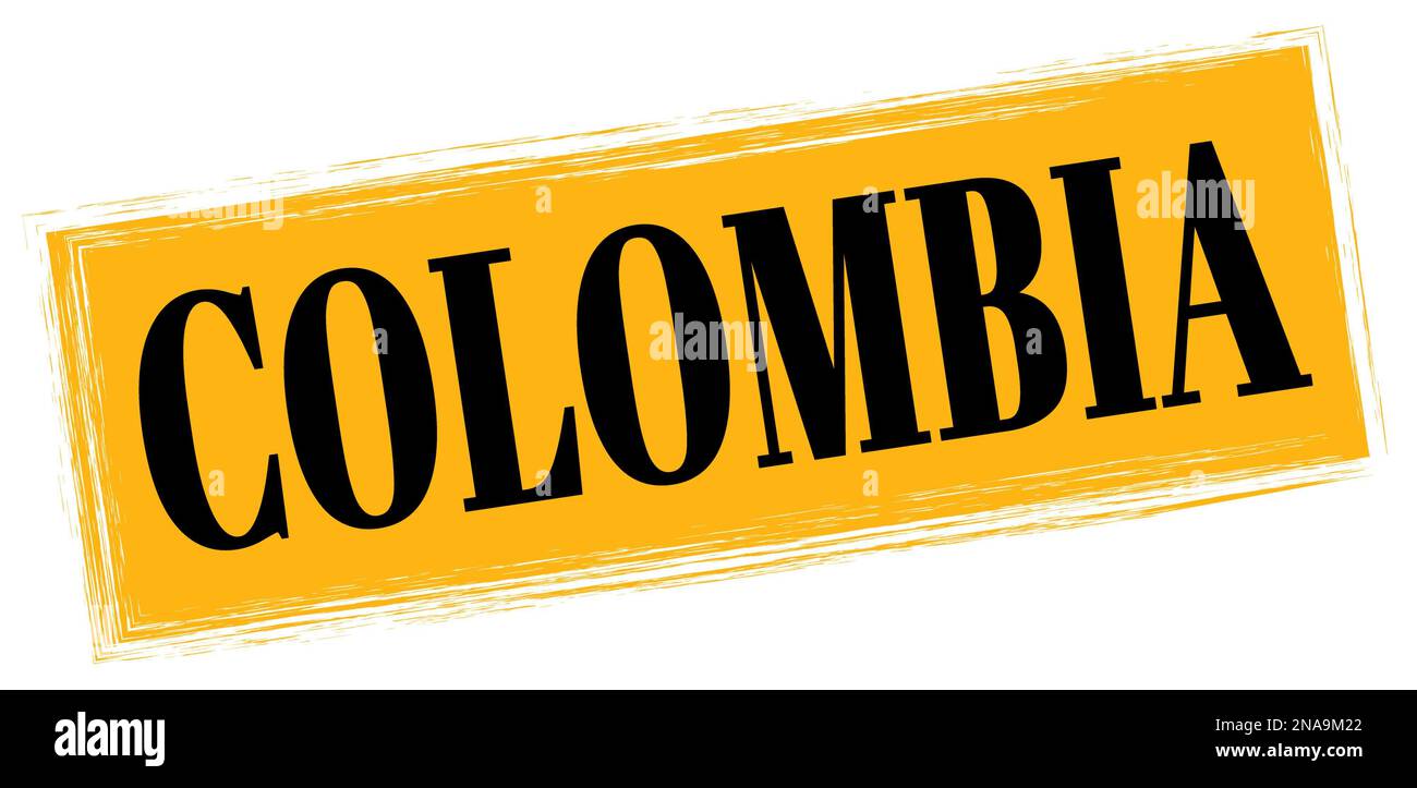COLOMBIA text written on orange-black rectangle stamp sign Stock Photo ...