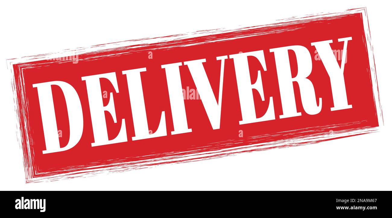 DELIVERY text written on red rectangle stamp sign Stock Photo - Alamy