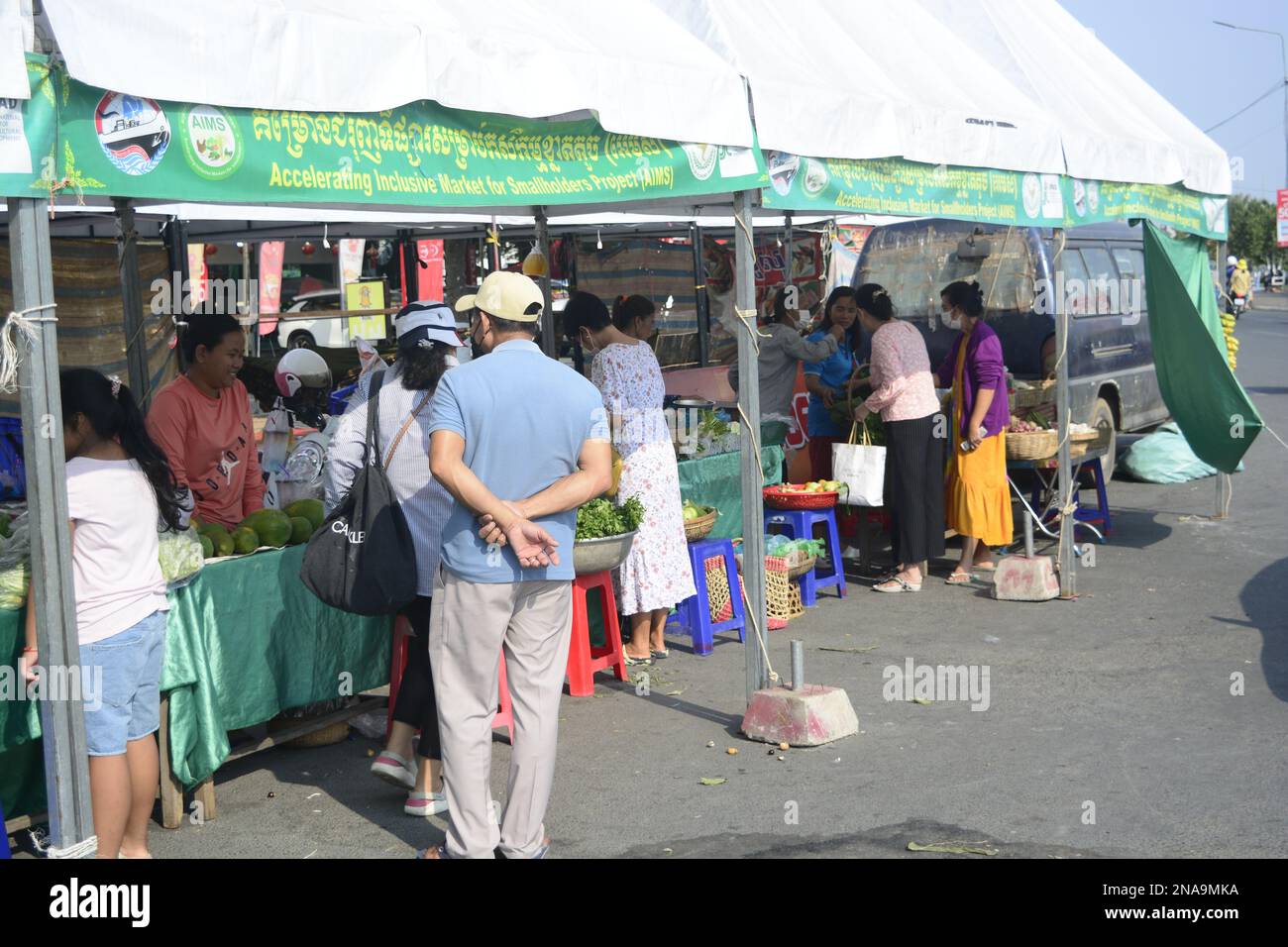 Community weekend market in Takeo, Phnom Penh, Cambodia. A Cambodian ...