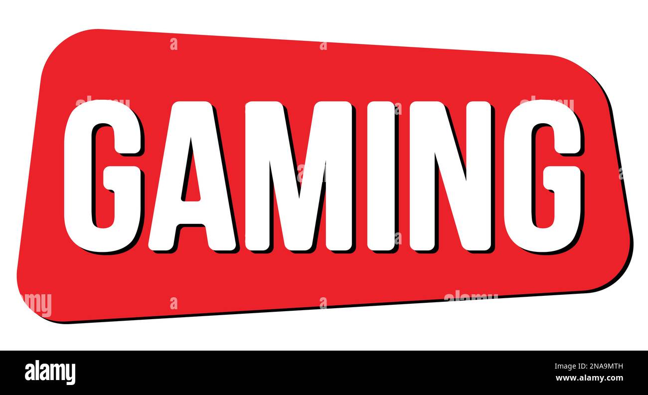 GAMING text written on red trapeze stamp sign Stock Photo - Alamy