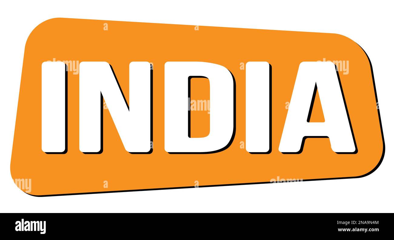 INDIA text written on orange trapeze stamp sign Stock Photo - Alamy